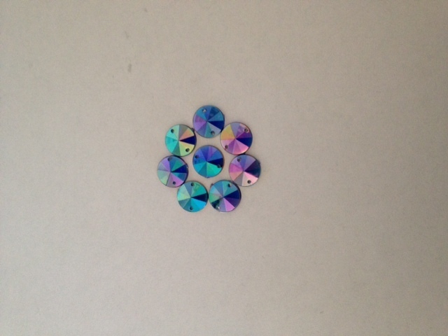 Pack of 30 10mm Round Blue AB Sew On (Acrylic) - Sparklz Rhinestones